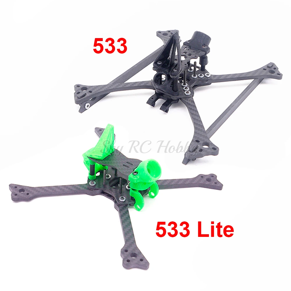 FIVE33 533 Lite 탄소 섬유 X형 스플릿 FPV 레이싱 드론 쿼드콥터 프레임 키트, 5mm 암 포함, 190mm ...