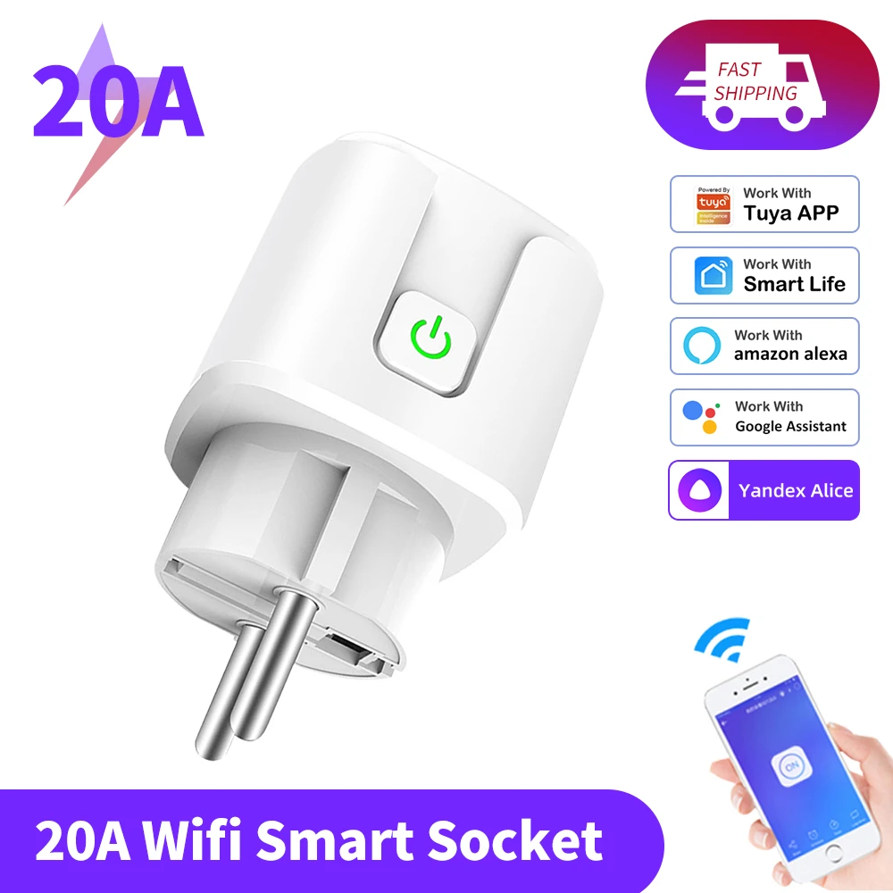 20a Wifi / Zigbee Smart Socket Eu Tuya Smart Plug With Power Metering ...