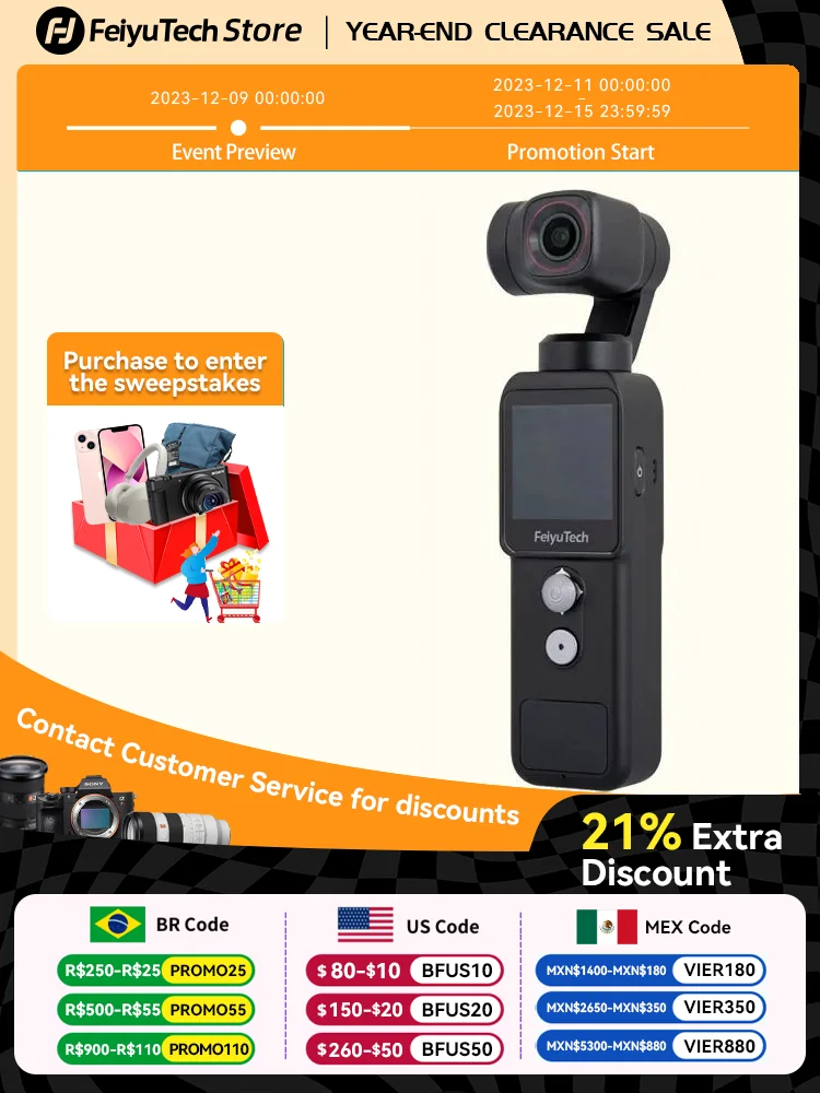 FeiyuTech-Pocket-2-Handheld-Action-Camera-4K-60FPS-with-3-Axis-Gimbal ...