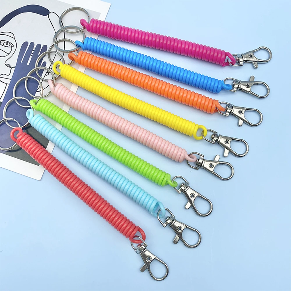 Spring-Rope-Key-Chain-Anti-Lost-Mobile-Phone-Cord-with-Metal-Carabiner ...