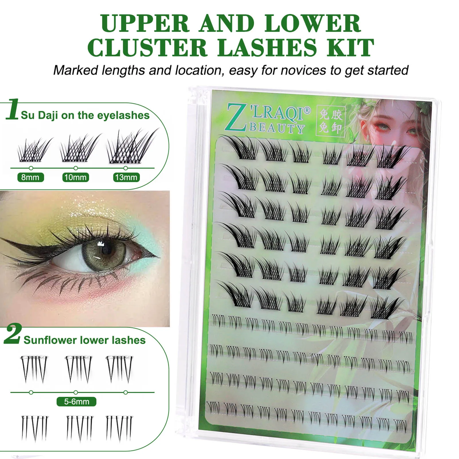 No Glue Self-adhesive False Eyelashes DIY Anime Winged Fox Eyes Thick ...