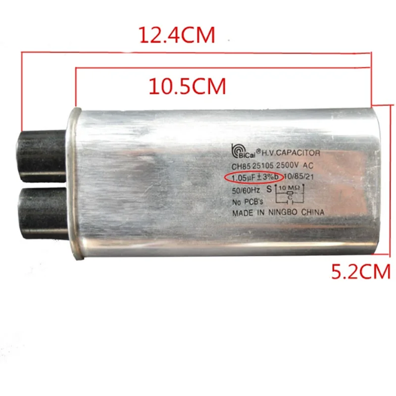 2500V 1.05UF HV Capacitor Suitable for Galanz Midea Etc. Microwave Oven ...