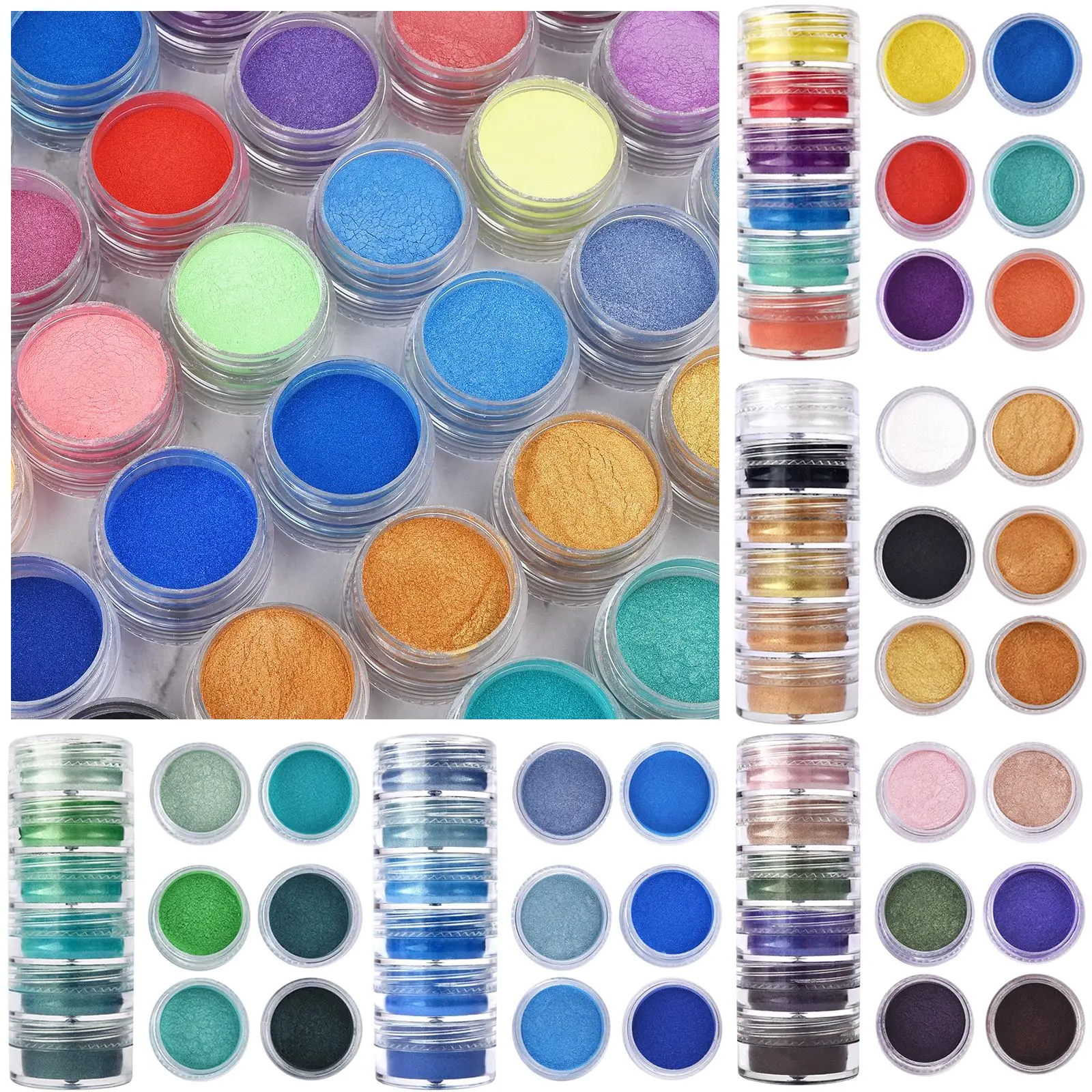 6 Colors/Set Pearlescent Powder Resin Pigment Mica Mineral Powder Dye ...