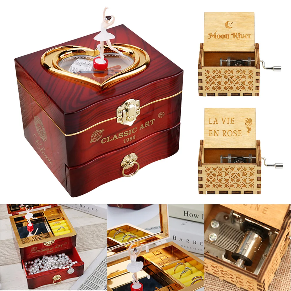 Burgundy-Music-Box-Rotating-Clockwork-Romantic-Rotating-Dancer-Plastic ...