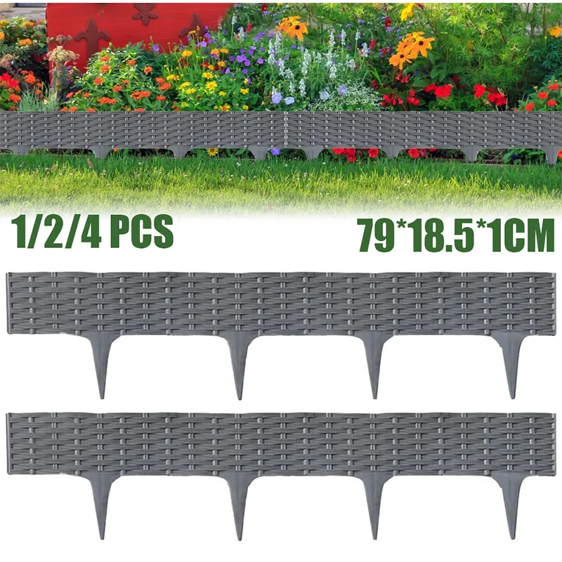1-2-4pcs-Garden-Edging-Border-Imitation-Rattan-Fence-Panel-Patio ...