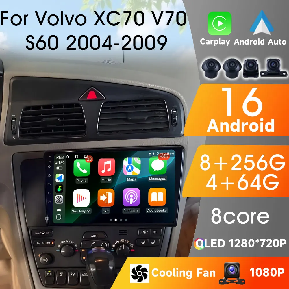 Carplay android auto sem fio para volvo xc70 v70 s60 2004-2009 android ...