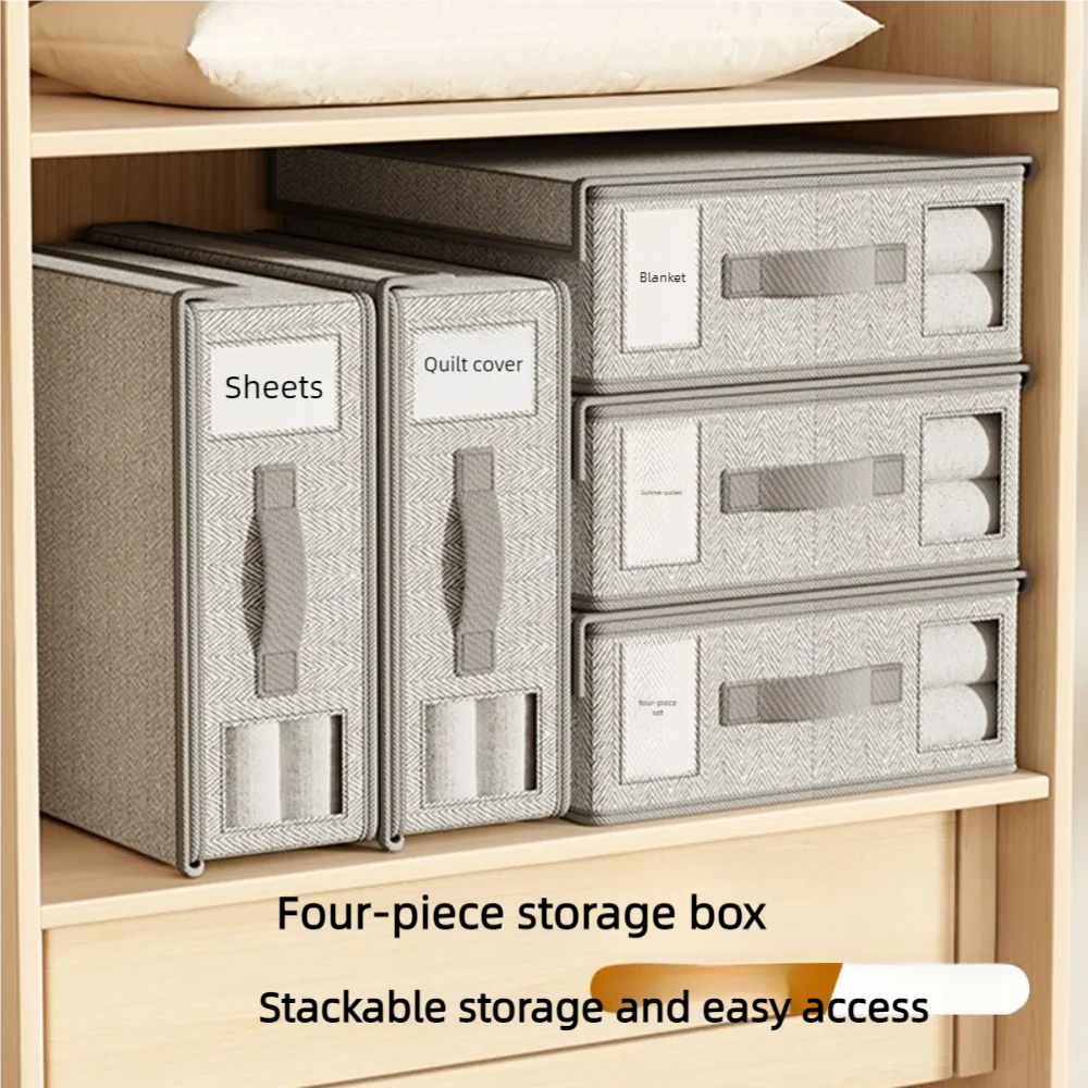 Creative-Bed-Sheet-Storage-Box-Clothing-Fabric-Sheet-4-piece-Organizer ...