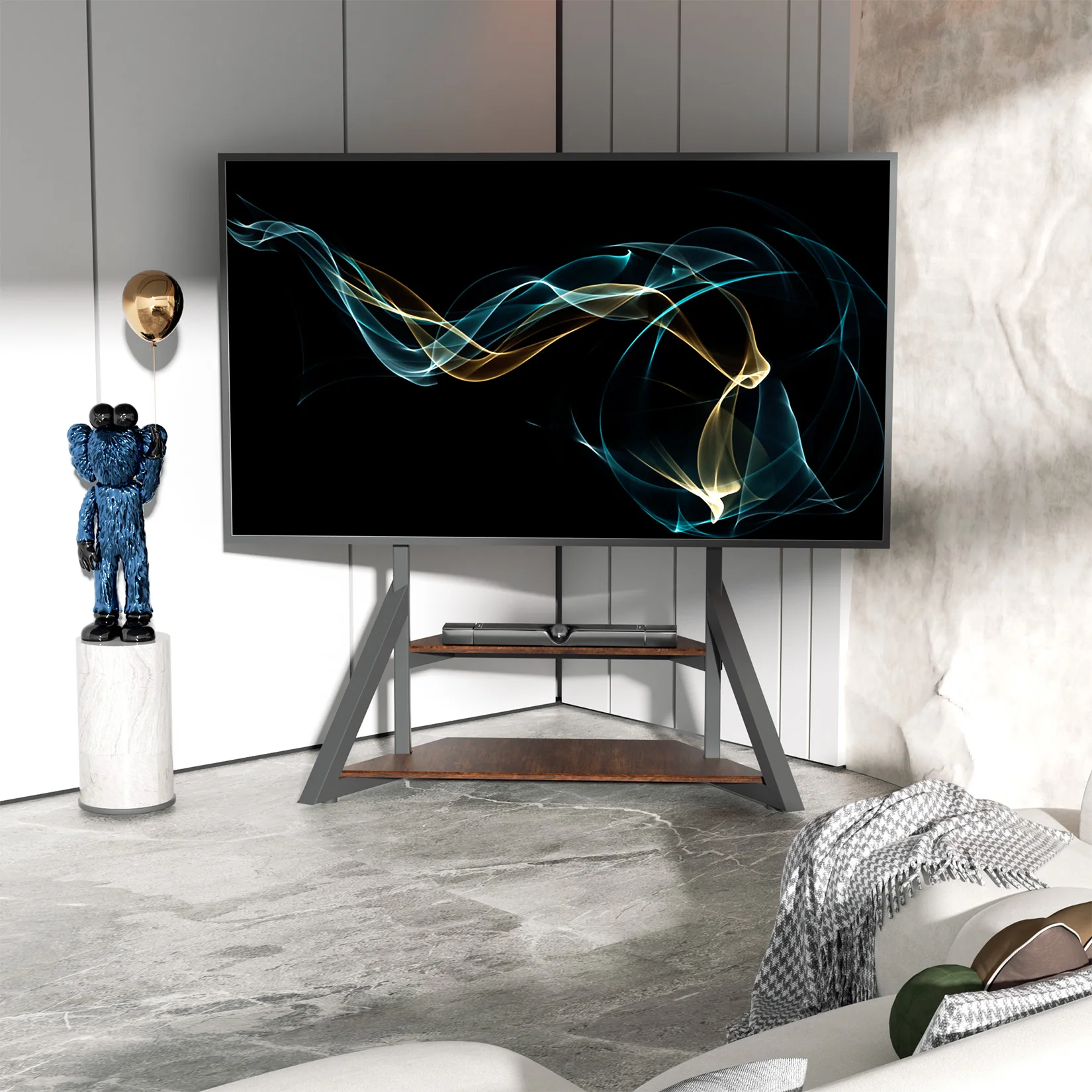 65-100-Inch-TV-Floor-Stand-with-Shelves-and-Height-Adjustable-for ...