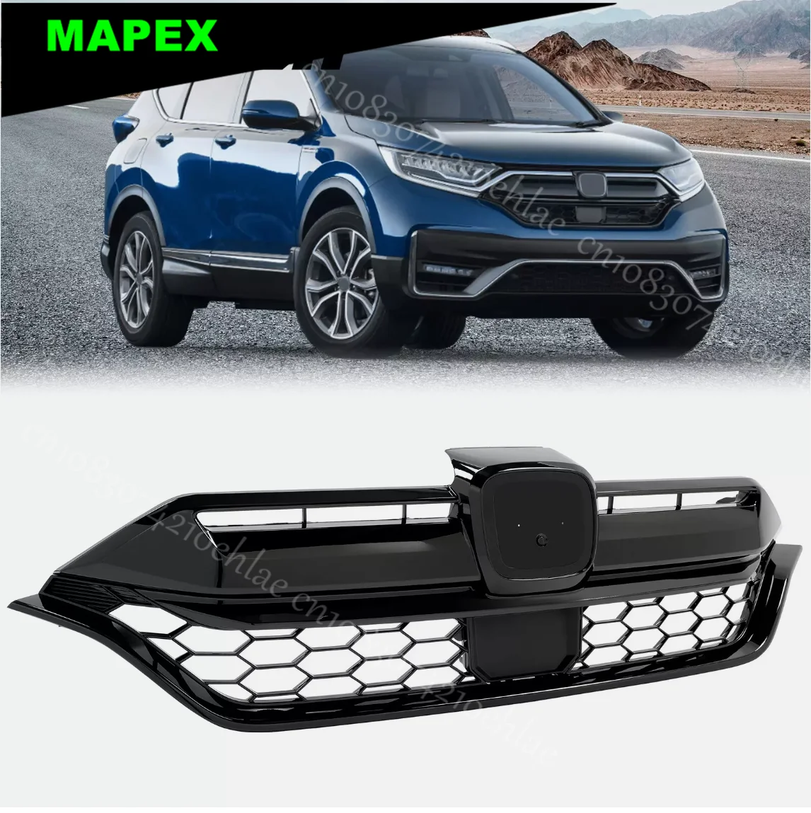 Front Grille Fit For 2020-2022 Honda CR-V CRV Honeycomb Mesh Glossy ...