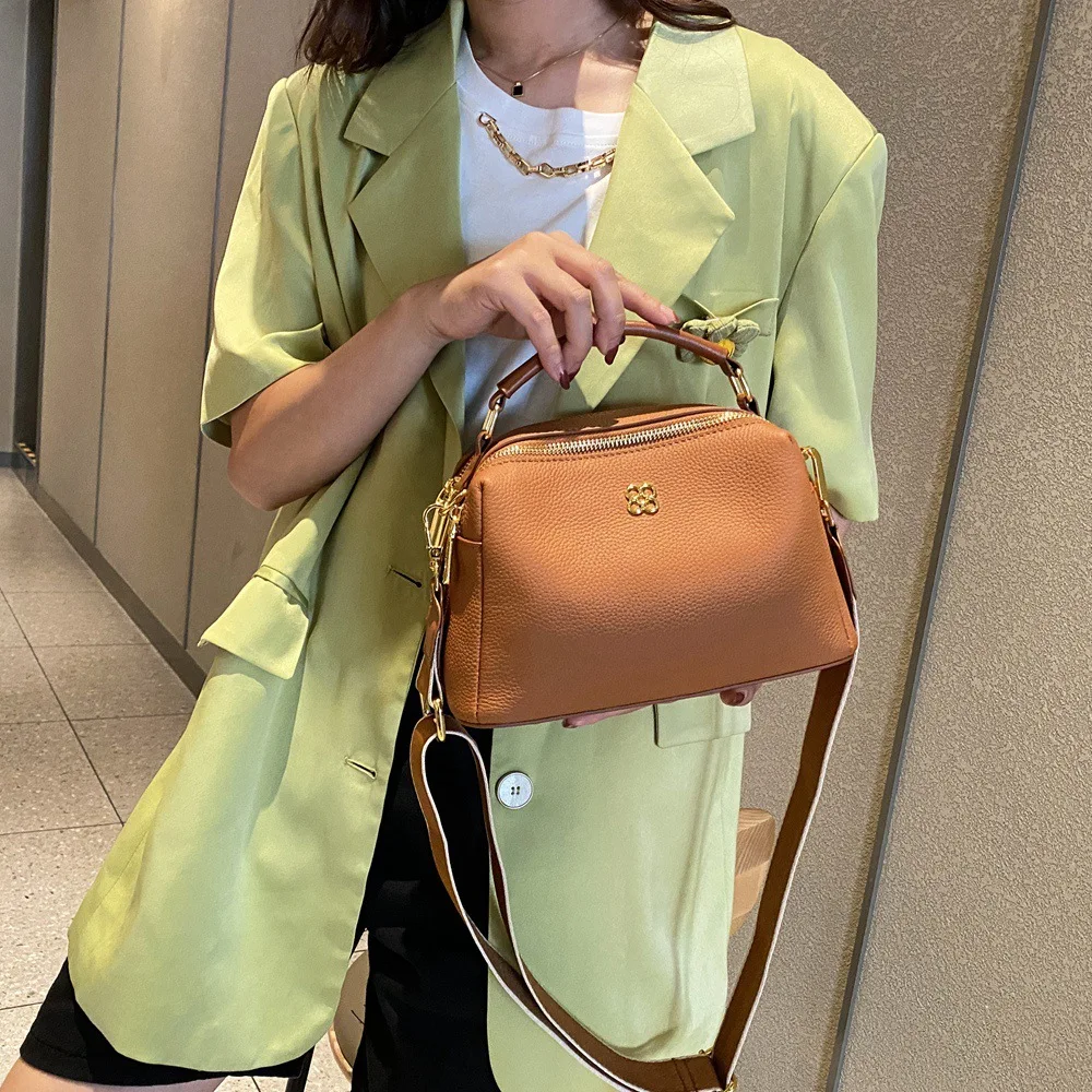 New Design Caramel White Color Boston Tote Bag Togo Cowhide Leather ...