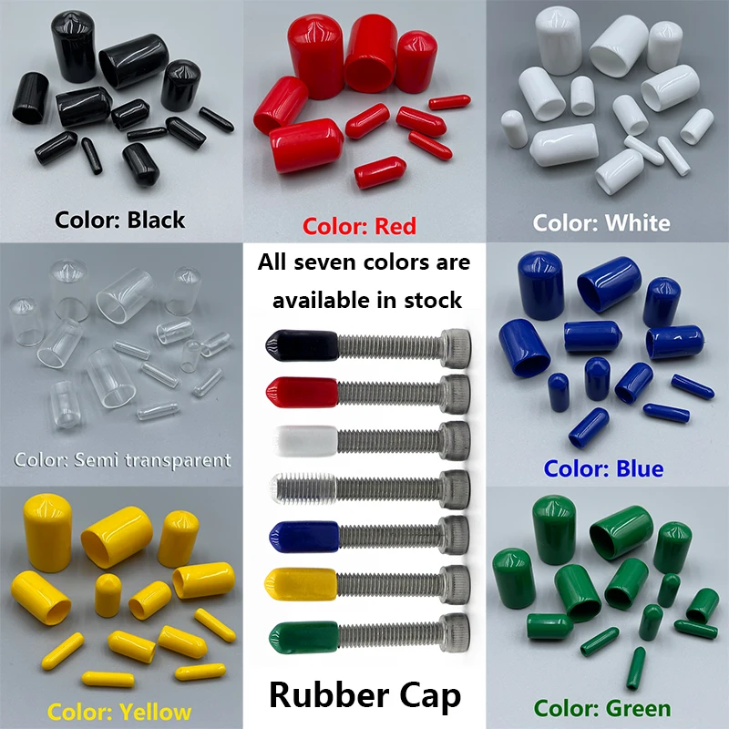 10/20/30/50/100/200 Pieces 1.5-24mm PVC Rubber Cap Threaded Sheath ...