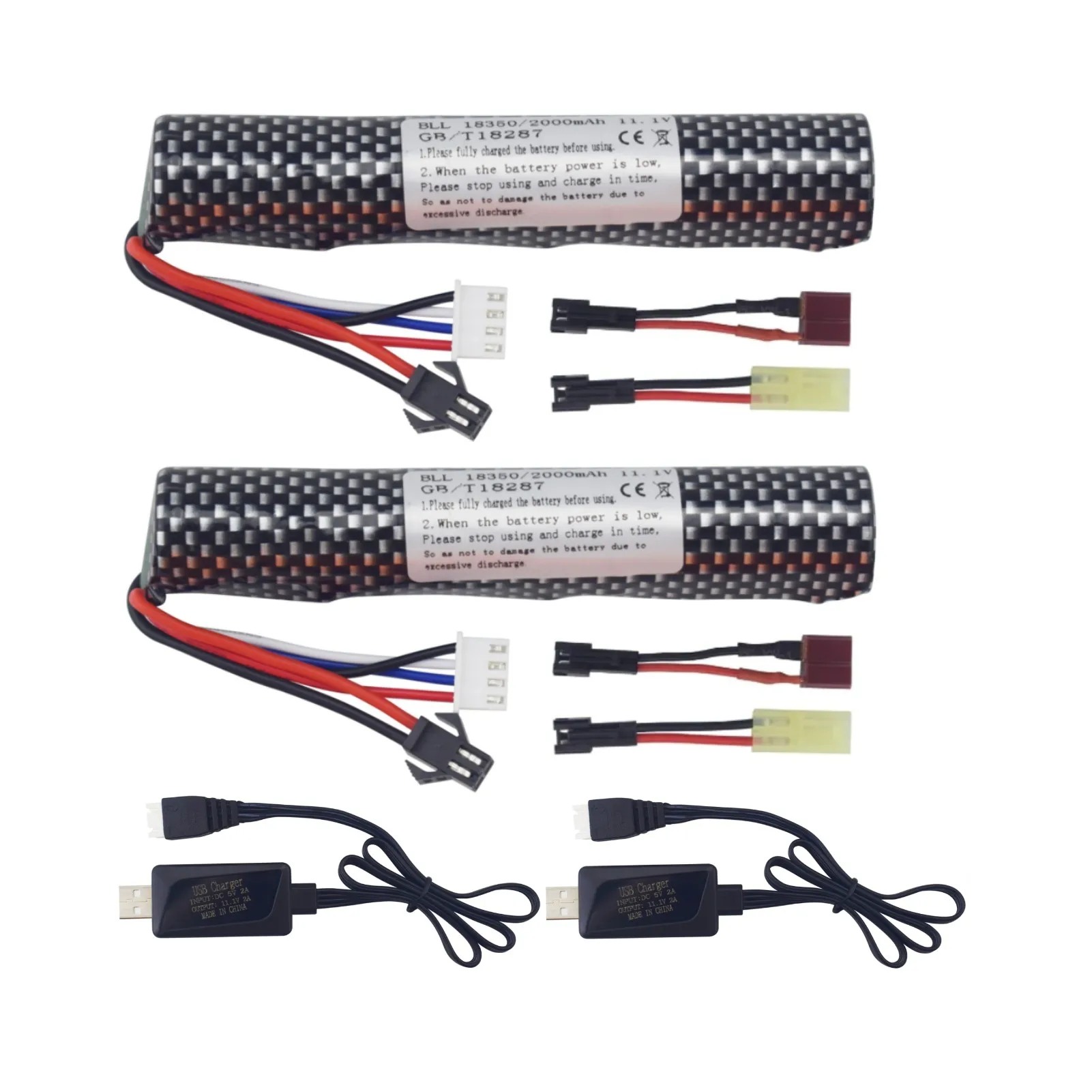 2PCS-3S-11-1V-2000mAh-Li-ion-Battery-SM-2P-Plug-with-USB-Charger-For ...