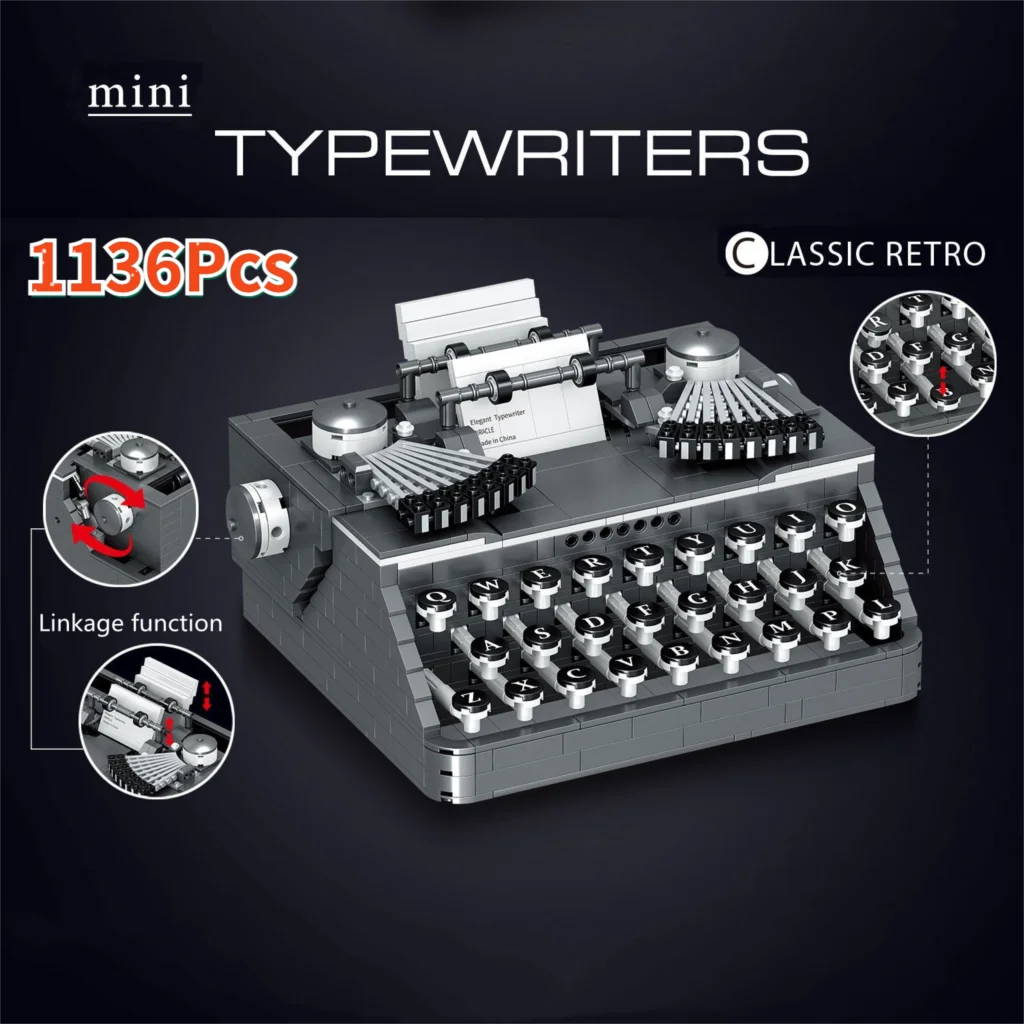 1136Pcs-Vintage-Typewriter-Model-Micro-Building-Blocks-City-Retro-Mini ...
