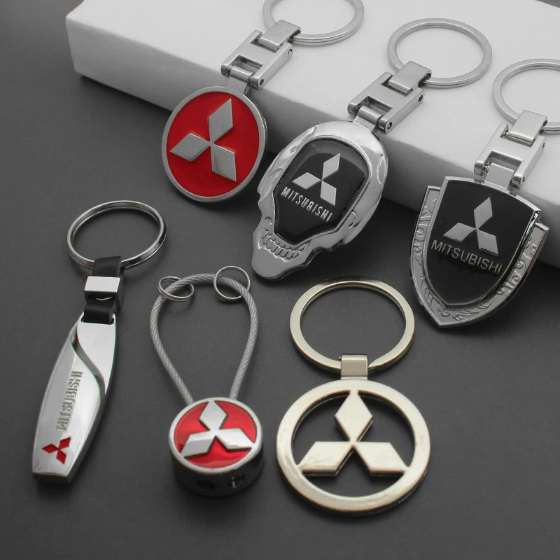 3D-Metal-Leather-Car-Styling-Emblem-Keychain-For-Mitsubishi-Outlander ...