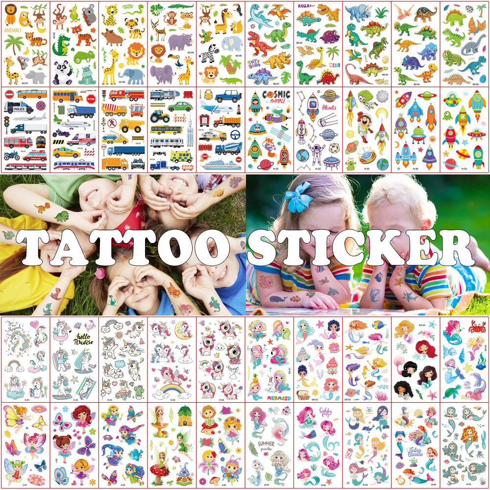 10-Pack-Fake-Tattoo-Stickers-Cartoon-Temporary-Tattoos-Kids-Arms-DIY ...