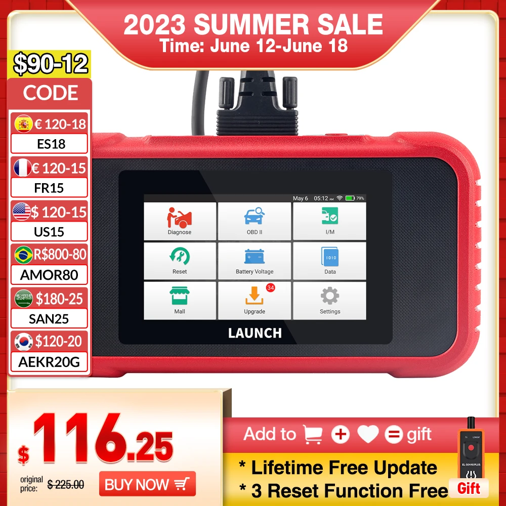 Launch X431 CRP123E OBD2 Scanner ENG ABS Airbag SRS AT Creader 123E Diagnostic Tool OBDII EOBD ...