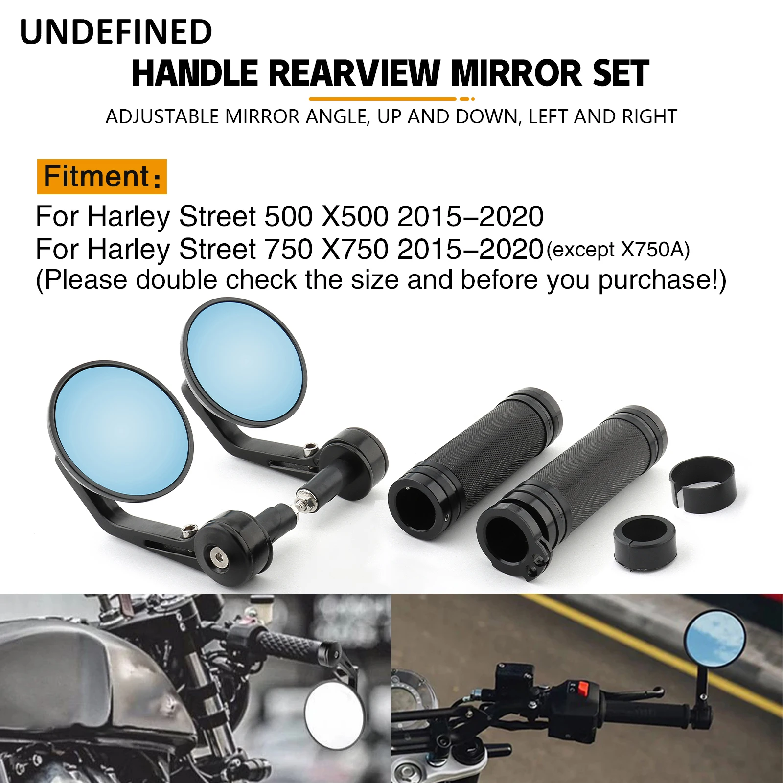 Motorcycle-Bar-End-Rearview-Side-Mirrors-7-8-22mm-Hand-Grips-For-Harley ...