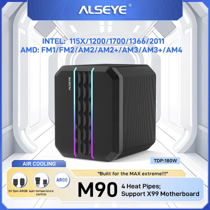 ALSEYE-M90-Cpu-Cooler-Argb-Twin-Towers-5V-3Pin-4-Pin-PWM-Fan-Speed ...