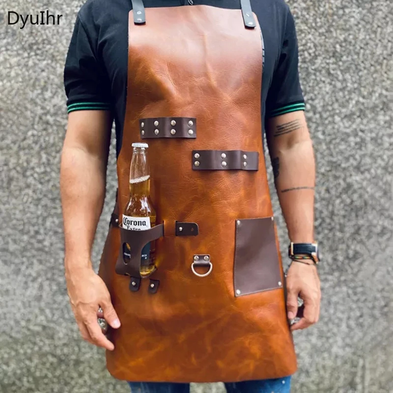 Apron-kitchen-Outdoor-barbecue-apron-PU-leather-multifunctional-oil ...