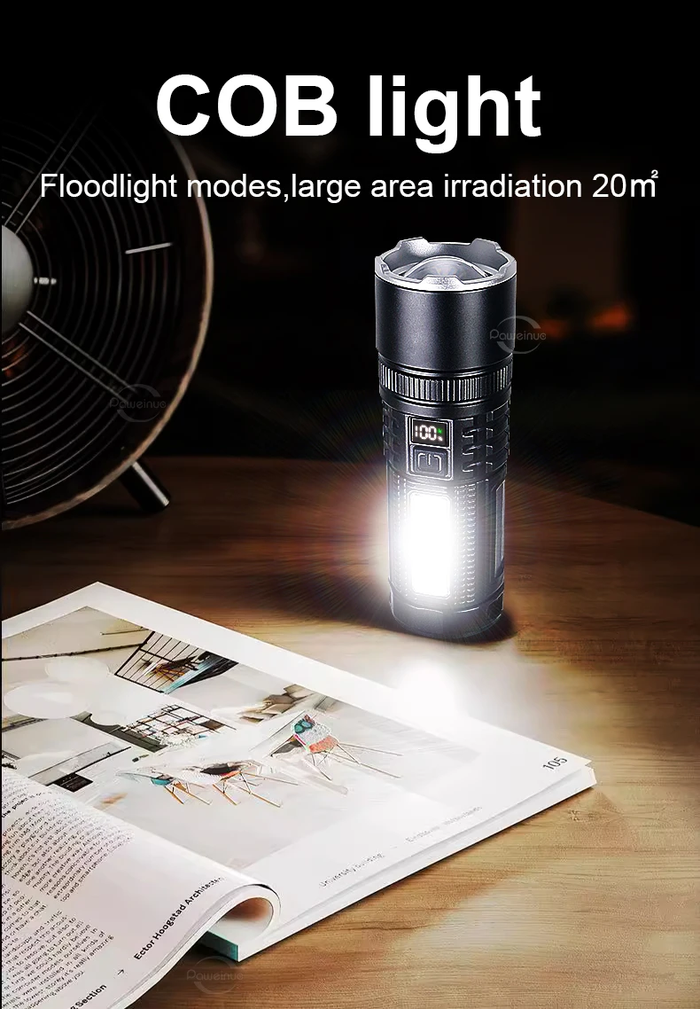 1000000 Lumens 500W NEW Wick Powerful Flashlight Rechargeable Tactical Flash Light Long Range ...