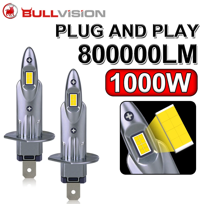 BULLVISION-1000W-H1-LED-Car-Lights-800000LM-Mini-Diode-1-1-Size-6500K ...