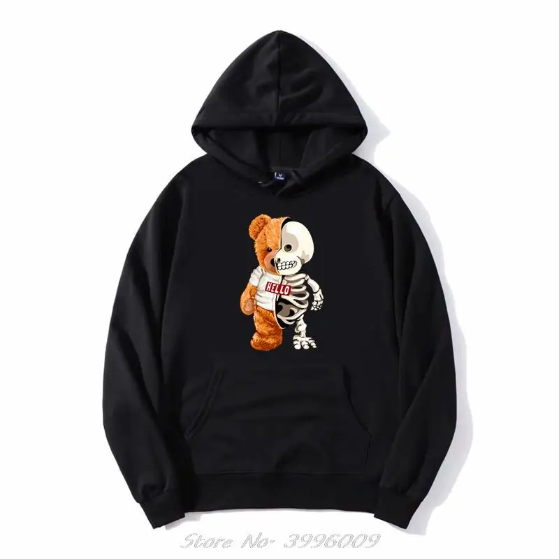 New-Funny-Skull-Teddy-Bear-Hoodies-Skeleton-Bear-Hoodie-Casual-Men ...