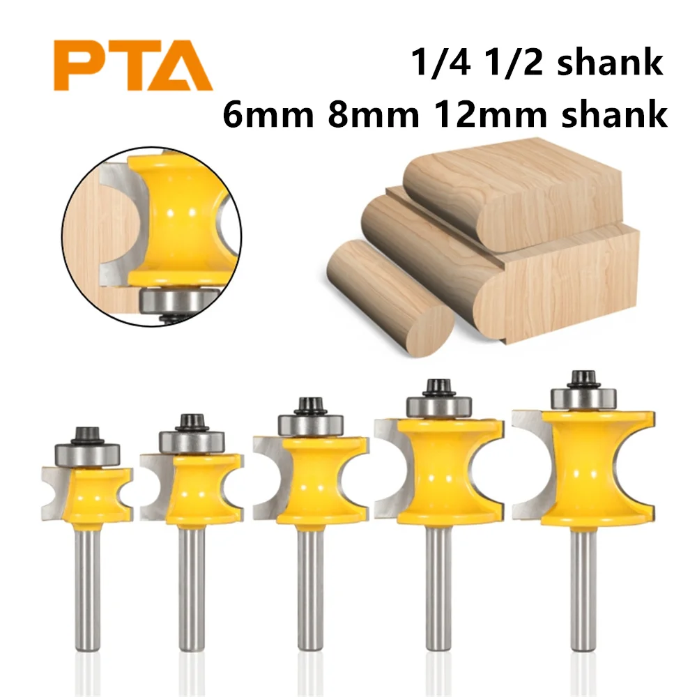 6mm 6.35mm 8mm 12mm 12.7mm Shank Bullnose Half Round Bit Set with ...