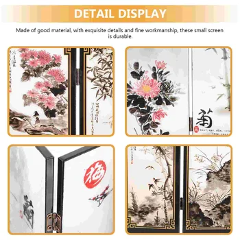 Mini Screen Antique Folding Screen Wall Divider Decor Chinese Style ...