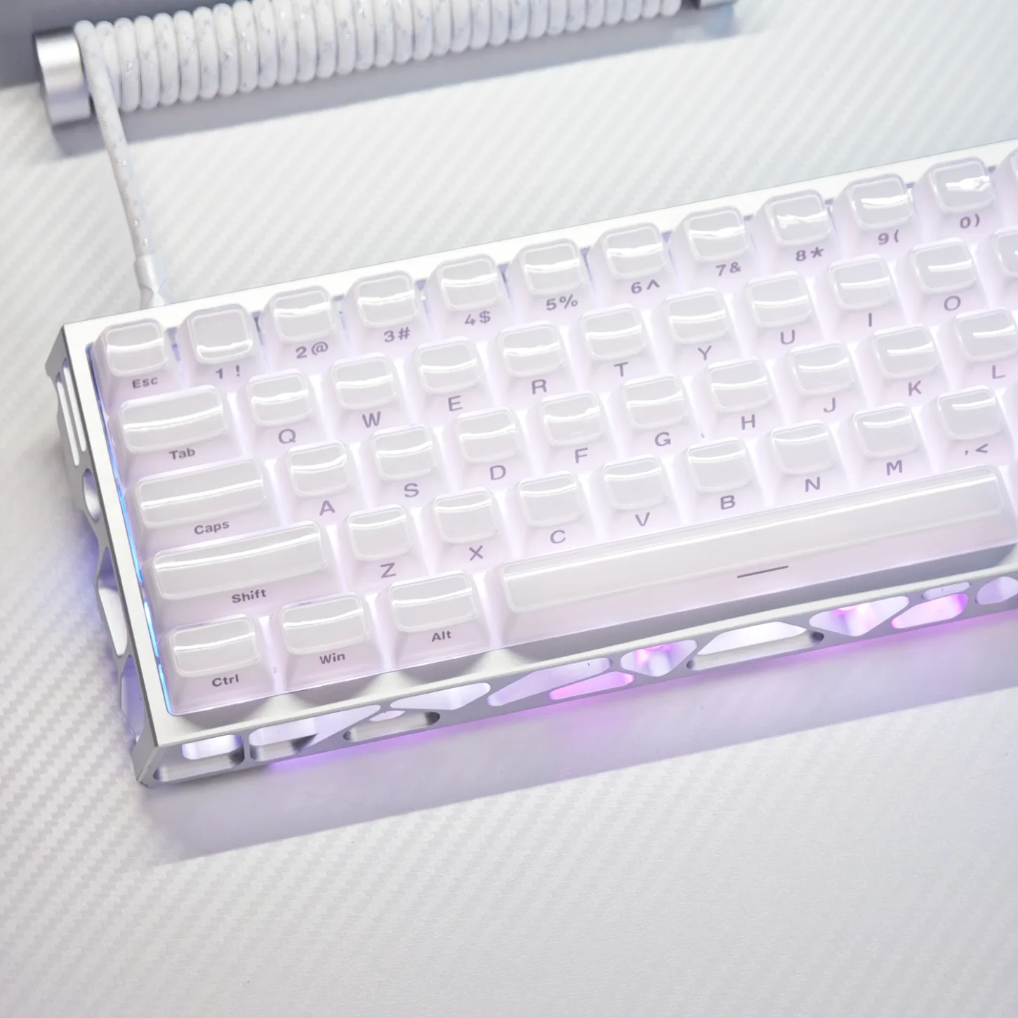 Crystal Keycaps, Pure White Side Engraved Opaque OEM Keycaps PBT 136 ...