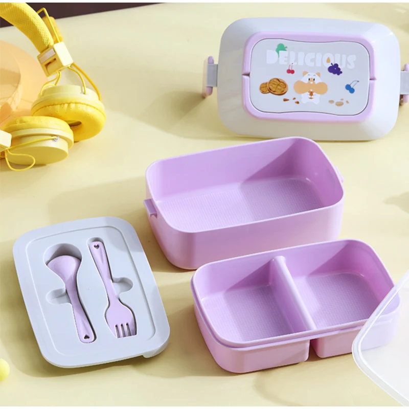 Tupper portátil con cuchara y tenedor - Nekotienda