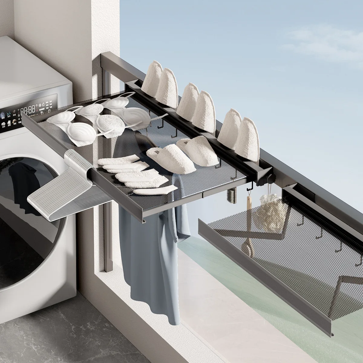 No-Punching-Clothes-Hanger-Retractable-Wall-Mounted-Clothes-Hat-Rack ...