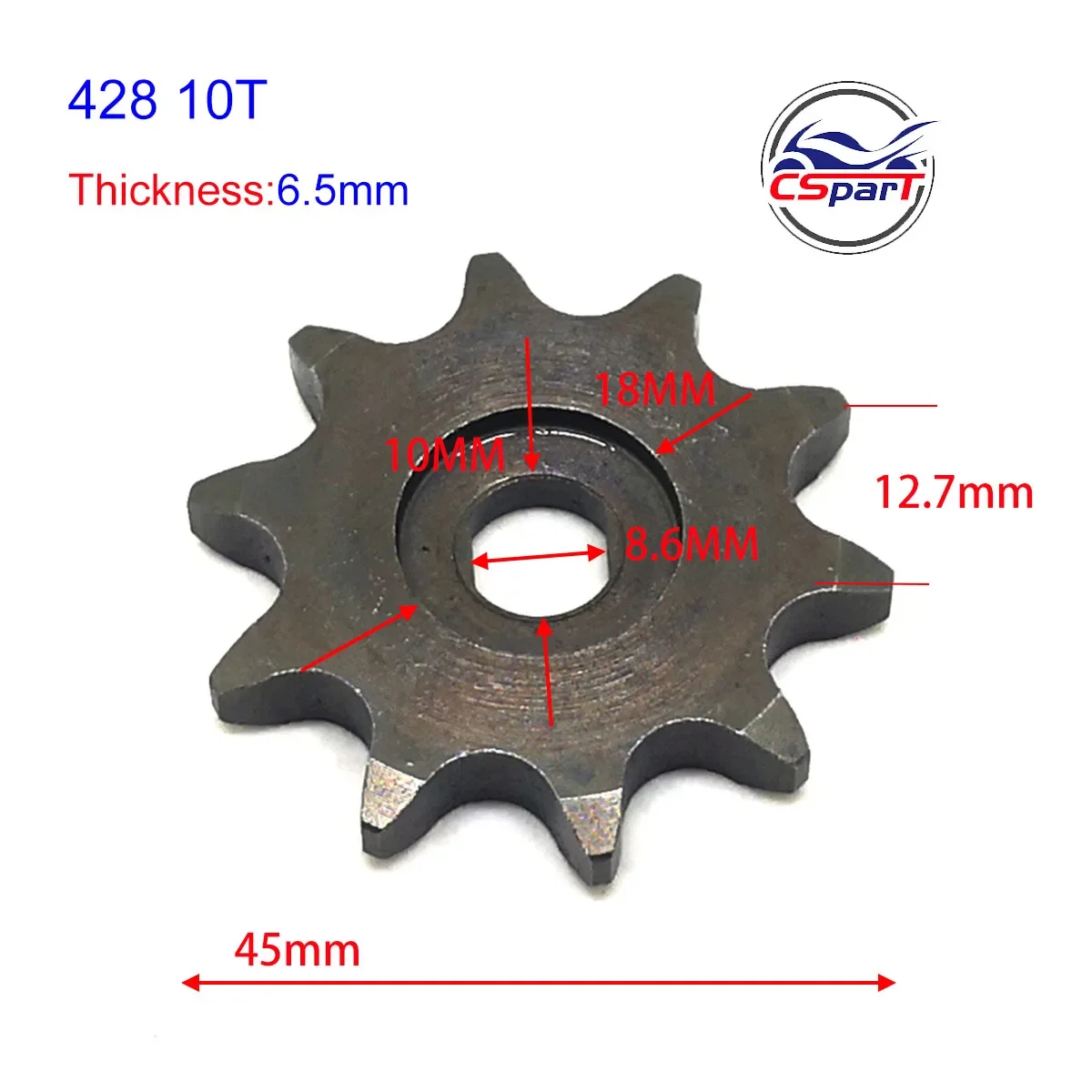 10 Tooth 10T 428 Oval 10MM Razor EVO IZIP Gear Sprocket 500W 800W 1000W ...