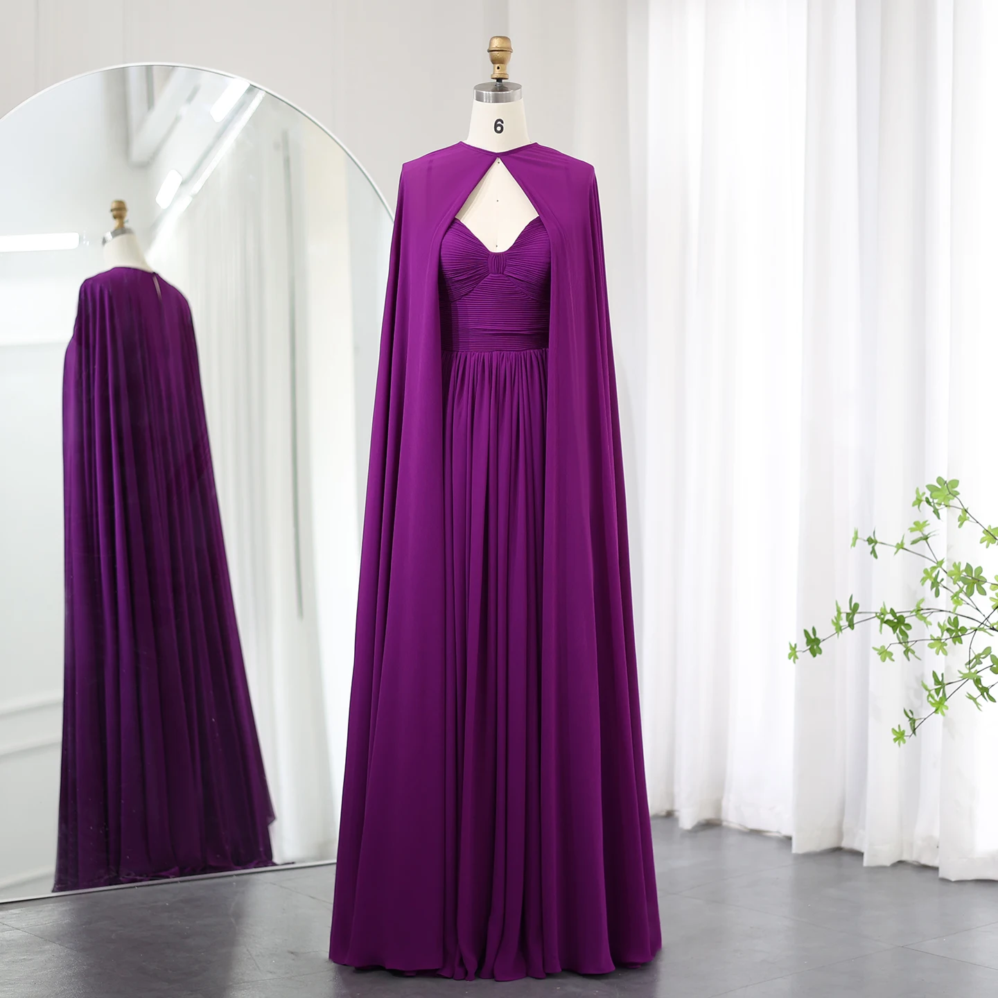Sharon-disse-ar-bia-roxo-chiffon-vestidos-de-noite-com-capa-elegante ...
