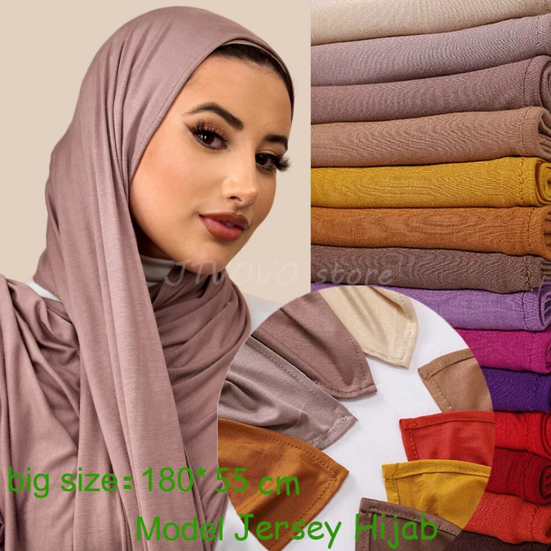 Fashion-Modal-Cotton-Jersey-Hijab-Scarf-Long-Ramadan-Muslim-Shawl-Plain ...