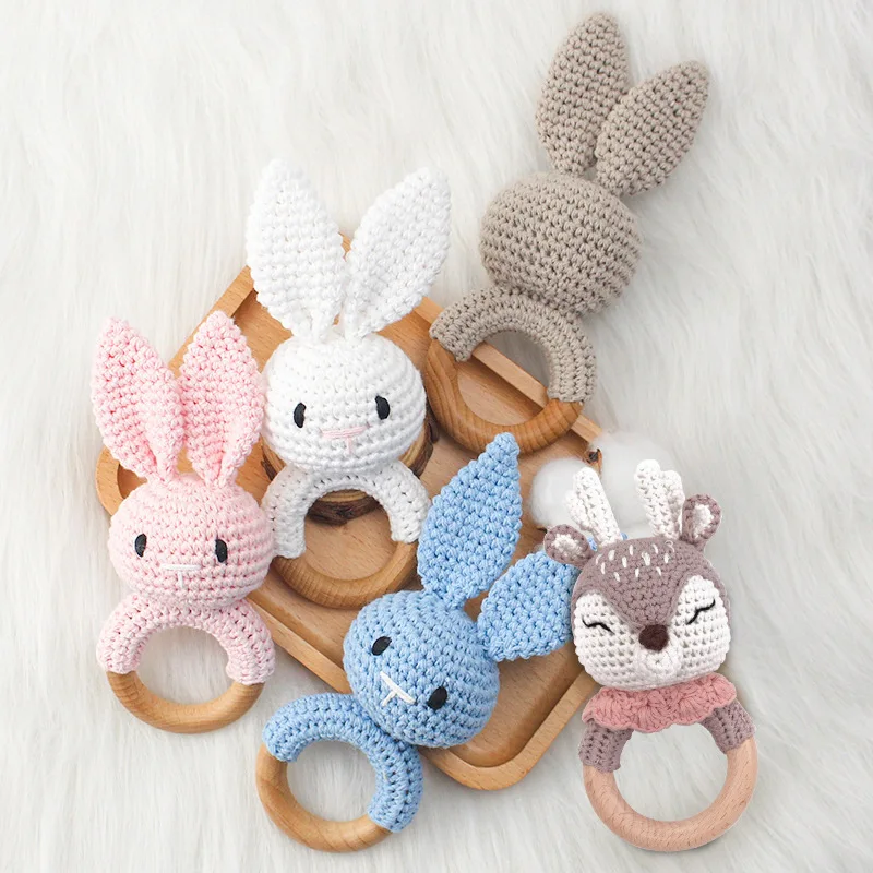 Newborn Baby Rattles Cute Cartoon Animal Rabbit Grab Ability Training ...
