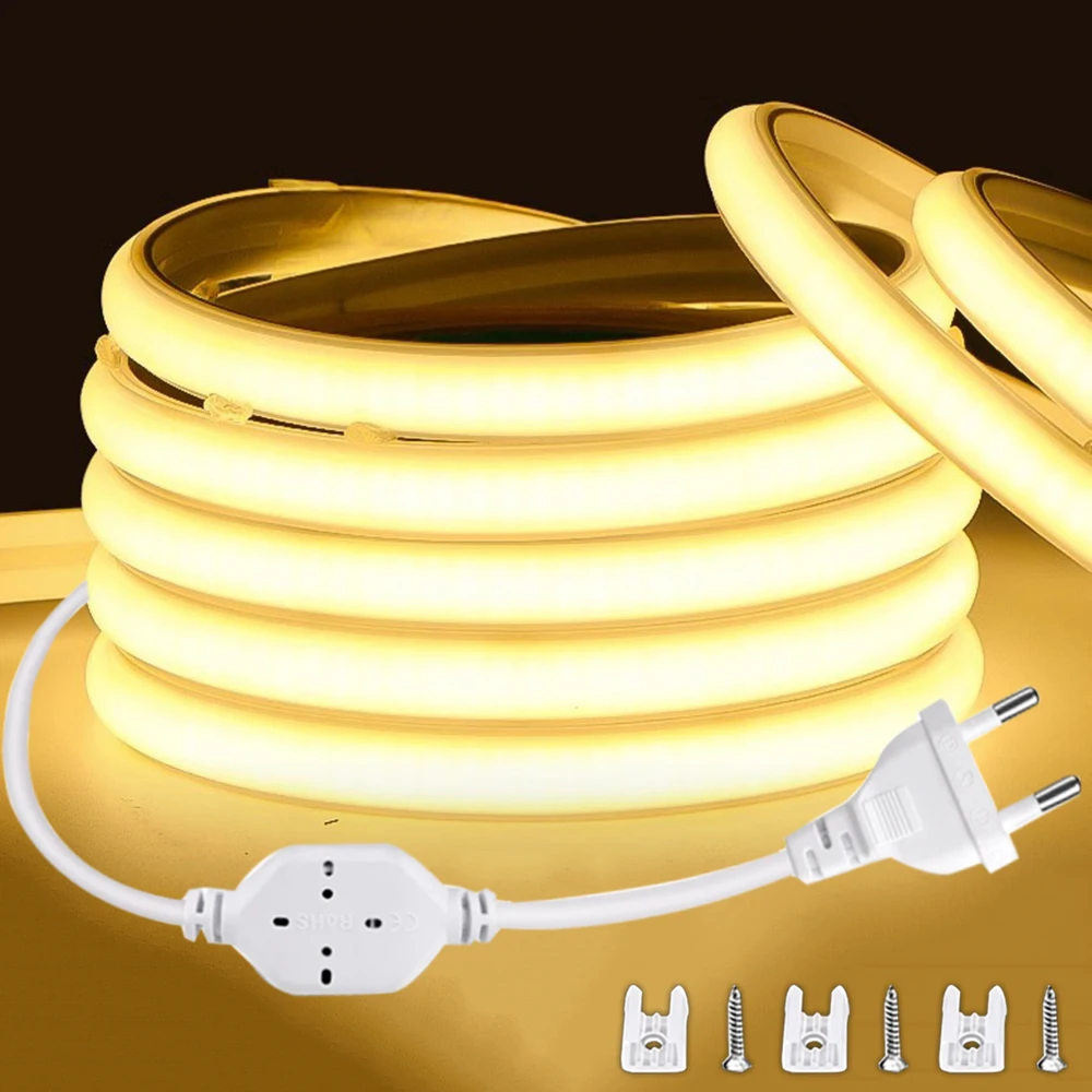 220V-COB-LED-Strip-Light-Super-Bright-Flexible-Ribbon-Tape-Waterproof ...