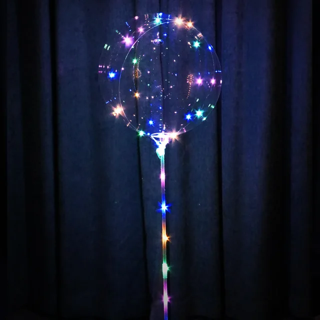 10 Sets LED Glowing Transparent Balloons Clear Heart/Star Shape Balloon ...
