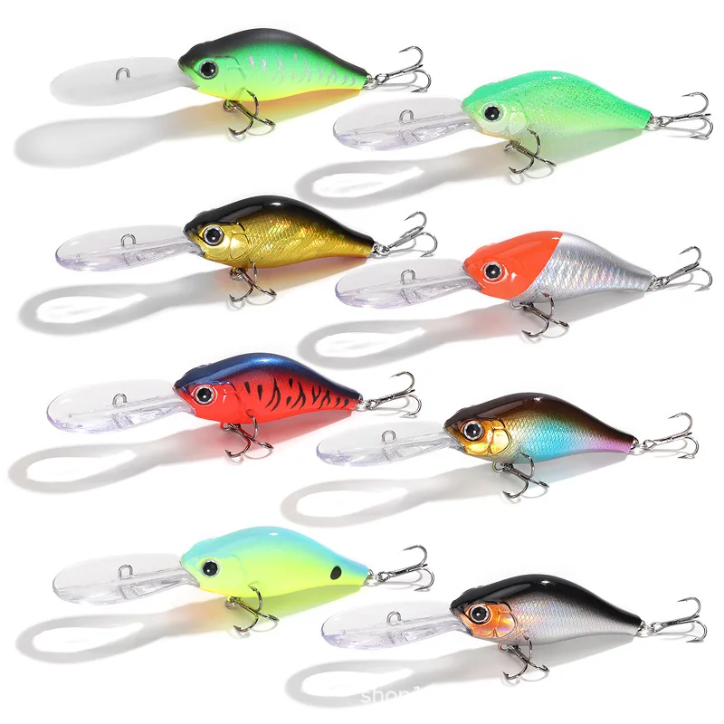 Bass Deep Diving Crankbait Minnow 65mm/14g Long Bill Wobble Fishing ...