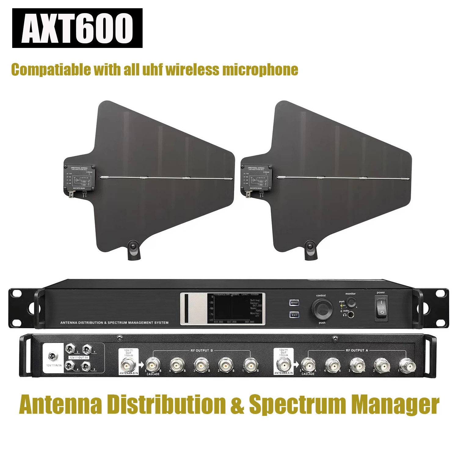 AXT600 UHF Antenna Distribution & Spectrum Management System RF Signal Amplifier Cascade ...