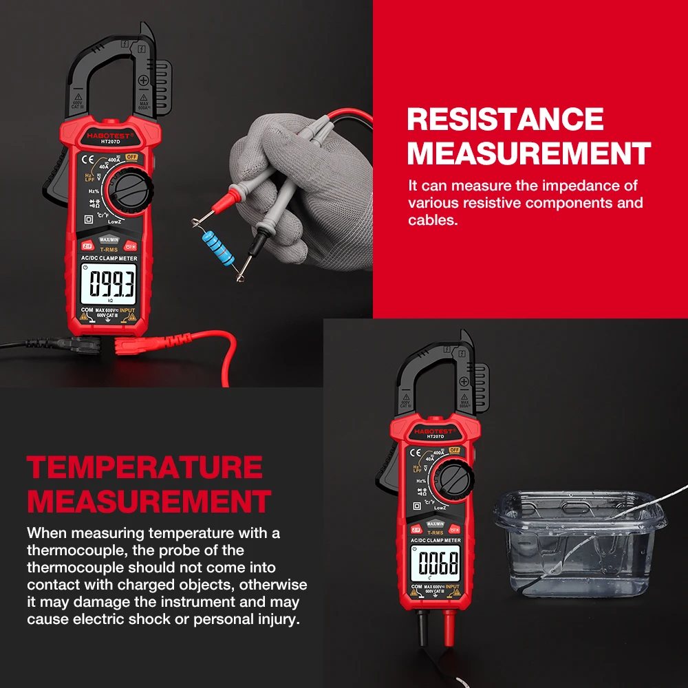 HABOTEST HT207A/ HT207B/ HT207D Digital Clamp Meter