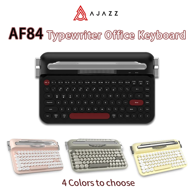 AJAZZ AF84 Wireless Bluetooth Keyboard 84 Keycaps Round Retro Keys ...
