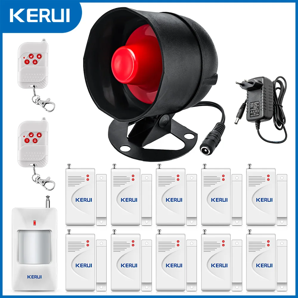 KERUI Security Alarm System Kit 110dB Wireless Loud Indoor/Outdoor ...