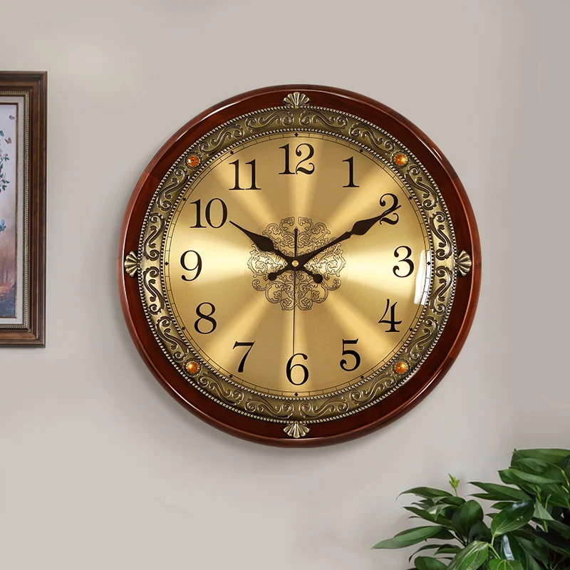 Luxury-Wood-Wall-Clock-Metal-Retro-Nordic-American-Style-Gold-Silent ...