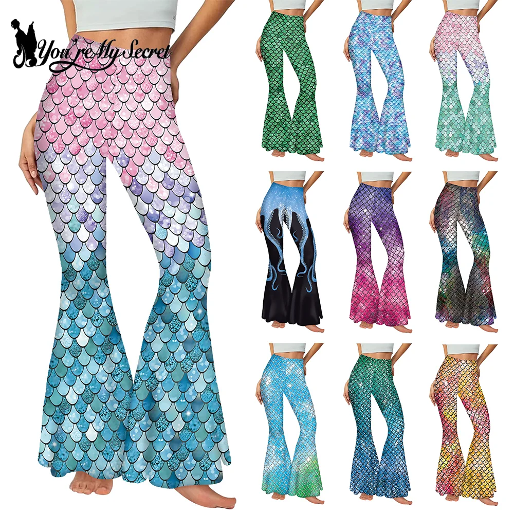 You-re-My-Secret-Women-Mermaid-Style-Bell-Bottom-Pants-Fish-Scale-Print ...