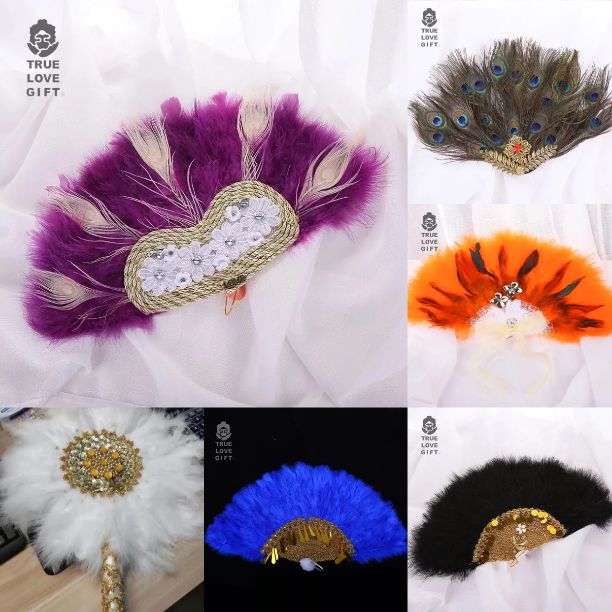 Feather-Hand-Fan-Handmade-Luxurious-Spanish-Dance-Lace-Feather-Fans-for ...