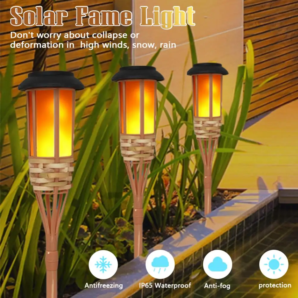 12-LED-Outdoor-Solar-Flame-Light-Waterproof-Automatic-On-Off-Garden ...