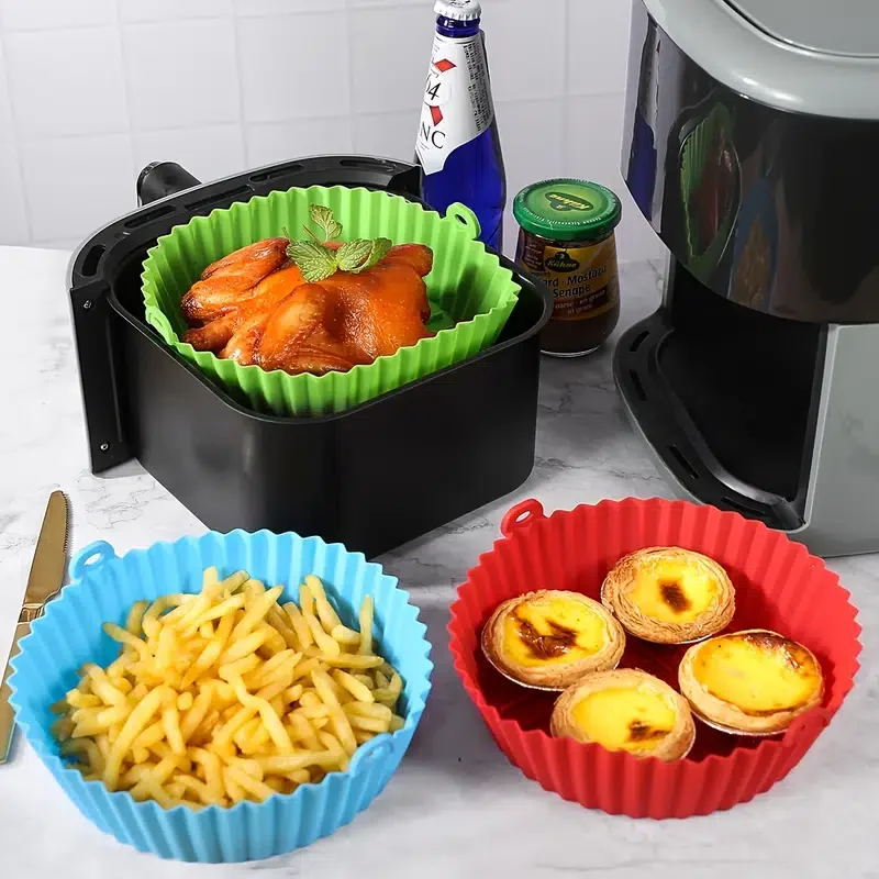 1pc Air Fryers Mat Oven Baking Tray Fried Chicken Mat Silicone Round ...