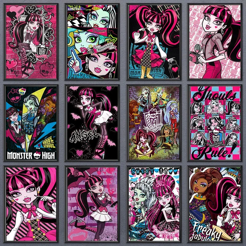 Classic-Cartoon-Monster-High-Posters-and-Prints-Anime-Wall-Art-HD ...