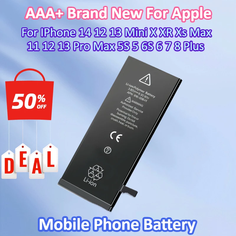 Brand New AAA+ Mobile Phone Battery for IPhone 14 12 13 Mini X XR Xs ...