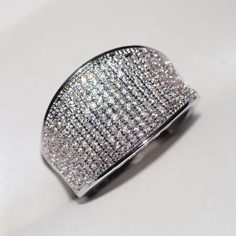 Luxury Brand Fashion Sterling Plata Bridal Wide Ring for Women Wedding ...